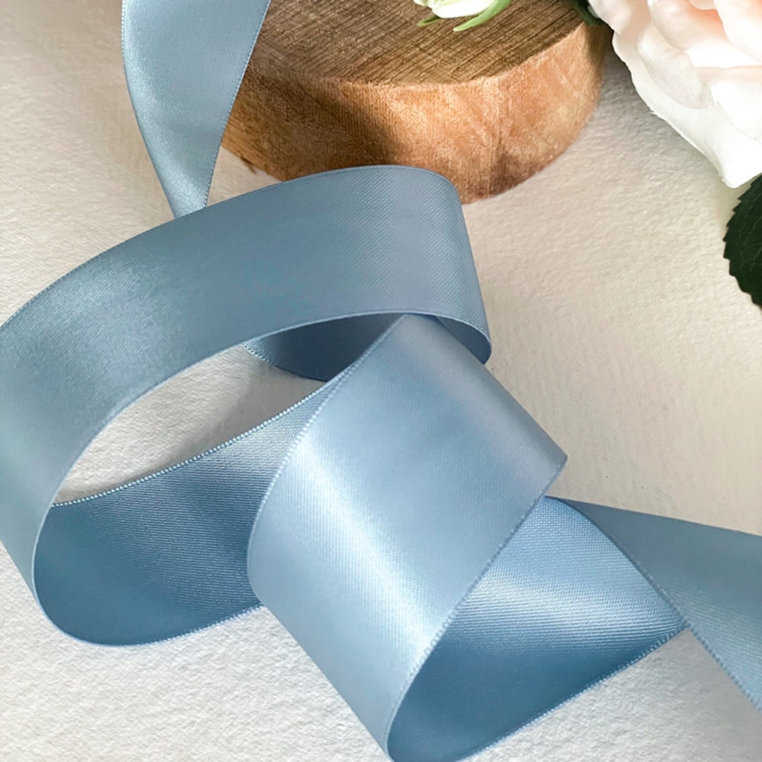 French Blue Satin Ribbon Dusky Blue Satin Ribbon Available in Various ...