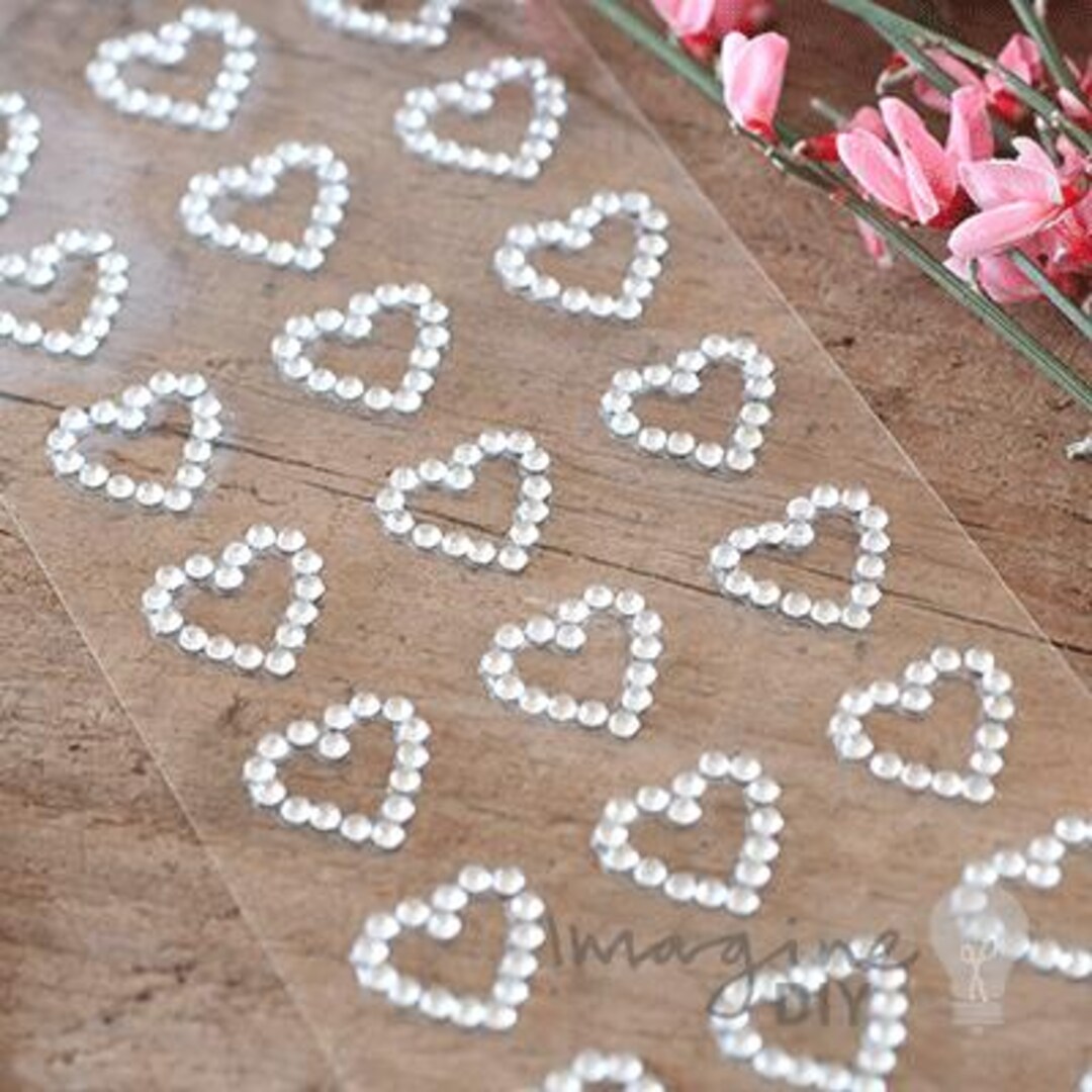 Self Adhesive Crystal Hearts - Sheet of 24 | Small Crystal Heart ...