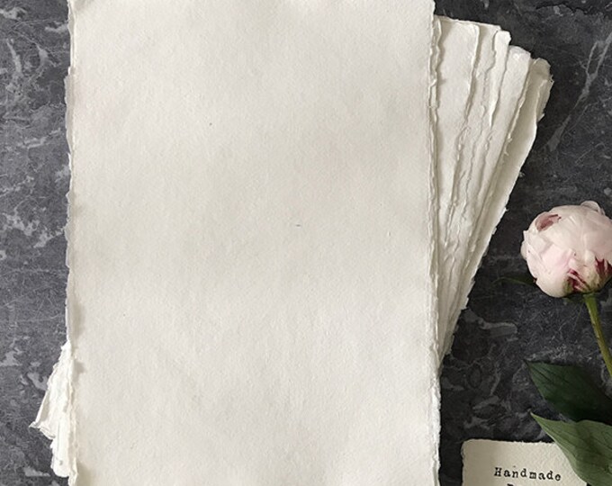 A4 Handmade Paper in White PACK OF 5 SHEETS A4 Recycled Cotton Rag ...