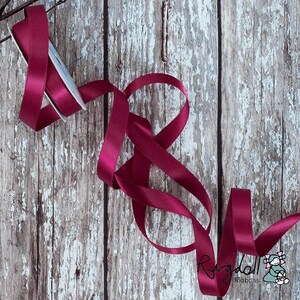Wine Satin Ribbon | 10 Meter Roll of Burgundy Satin Ribbon in Various ...