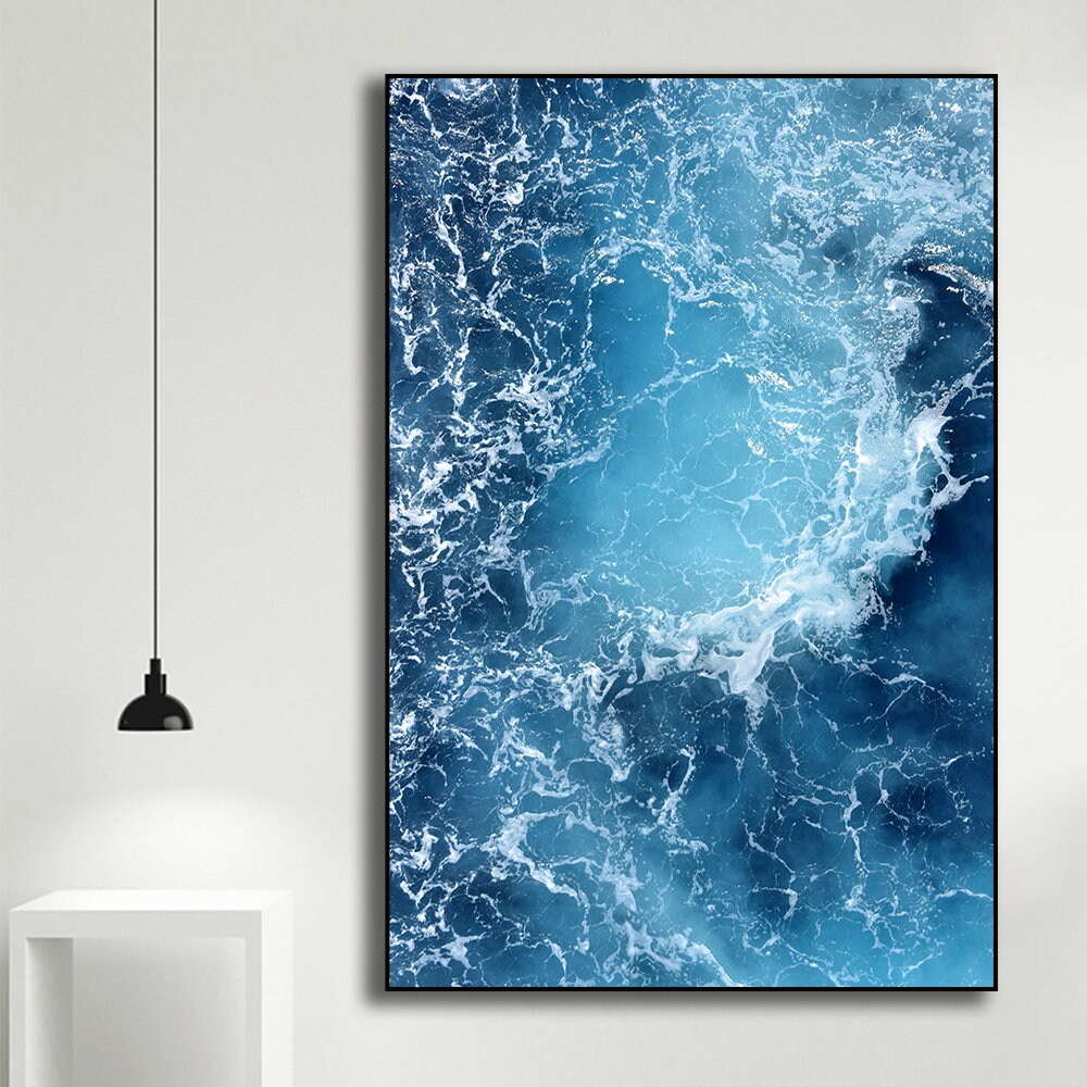 Ocean Print Waves Painting, Large Ocean Waves Posters, Aerial Waves Set ...