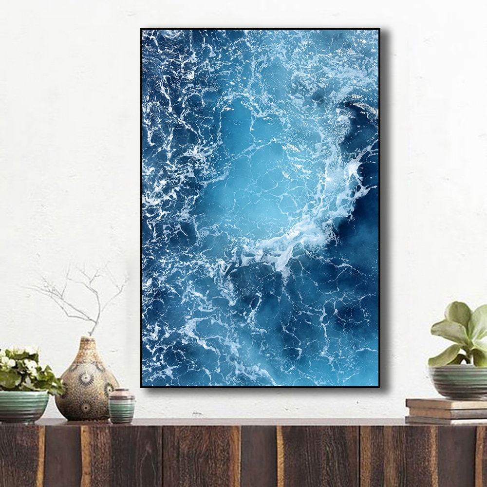 Ocean Print Waves Painting, Large Ocean Waves Posters, Aerial Waves Set ...