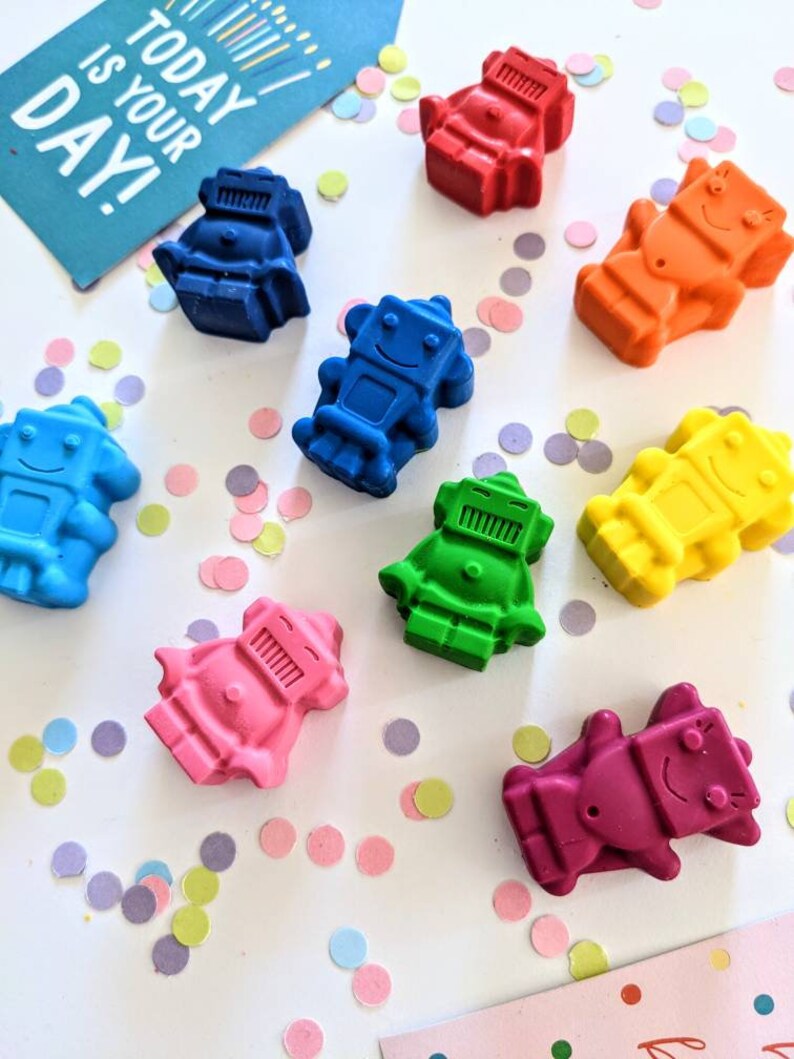 Robot Crayon Birthday Party Favors | Etsy