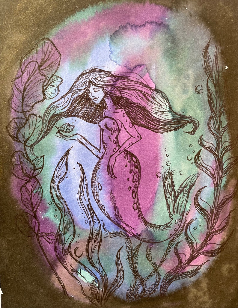 Selkie – Folklore Sea Creature Illustration, Cottagecore Wall Decor ...