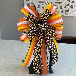 Halloween Bows, Wreath Bow, Candy Corn Bow, Spooky Decor, Halloween ...