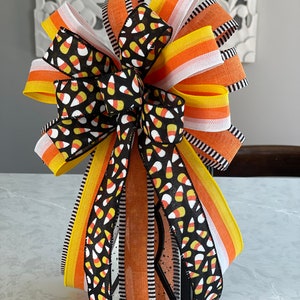 Halloween Bows, Wreath Bow, Candy Corn Bow, Spooky Decor, Halloween ...