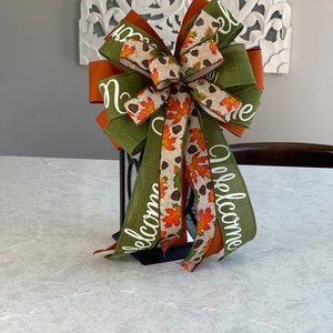Fall Bows, Thanksgiving Bows, Acorn Maple Leaf Bow, Welcome Bow, Fall ...