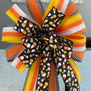 Halloween Bows, Wreath Bow, Candy Corn Bow, Spooky Decor, Halloween ...