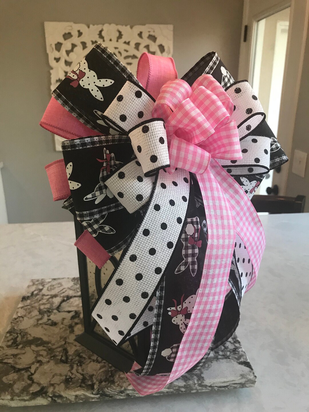Easter Wreath Bow, Easter Bunny Bow, Easter Lantern Bow, Buffalo Check ...