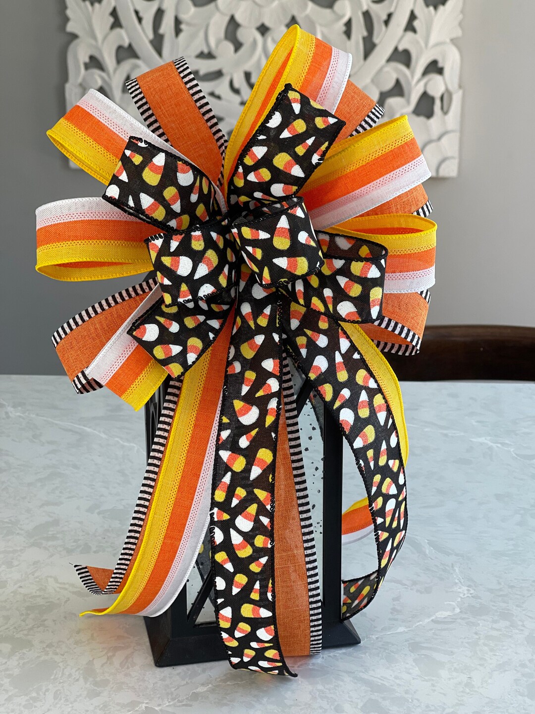 Halloween Bows, Wreath Bow, Candy Corn Bow, Spooky Decor, Halloween ...