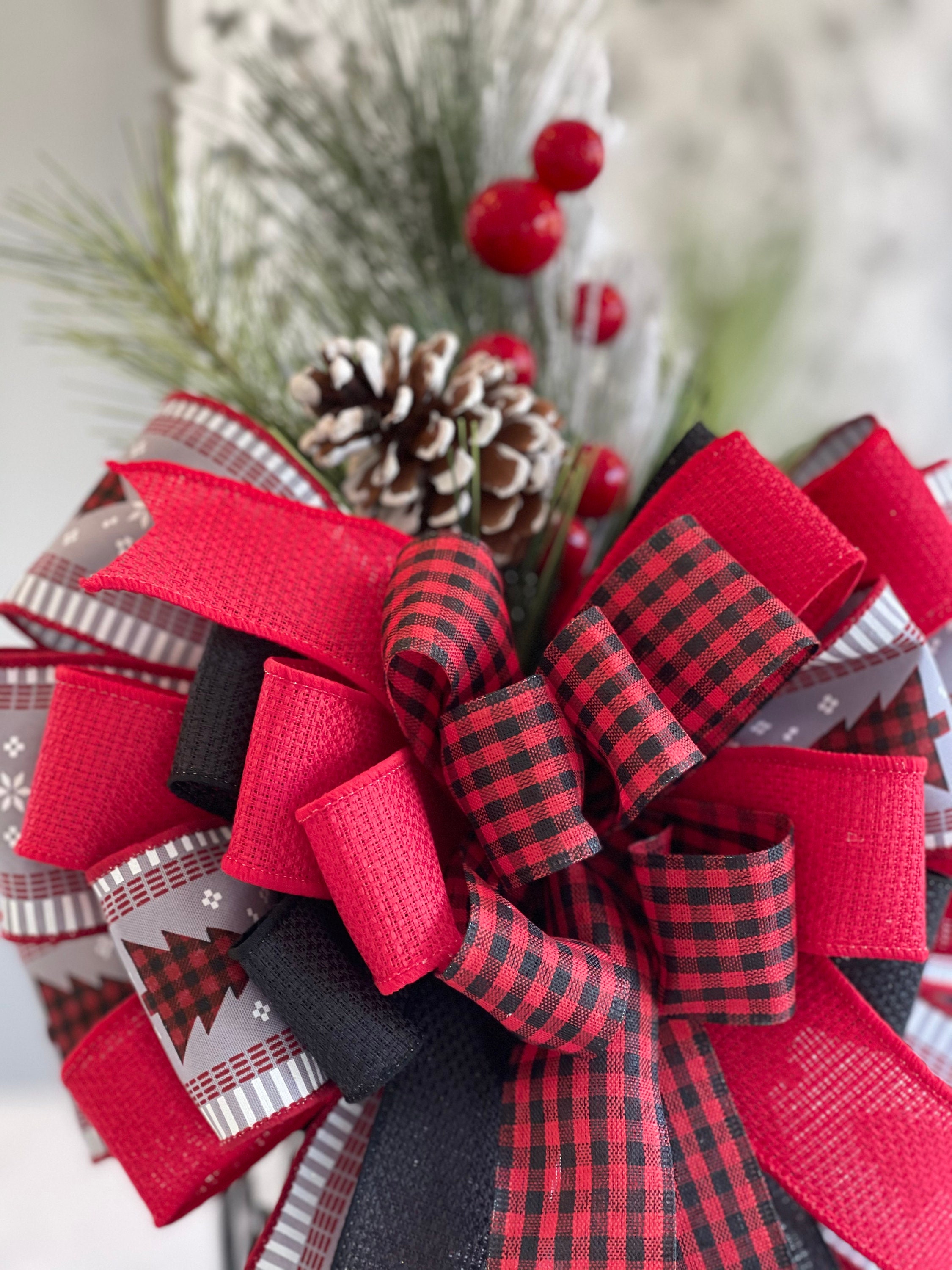 Christmas bow Christmas bow with berries Holiday bow Wreath | Etsy