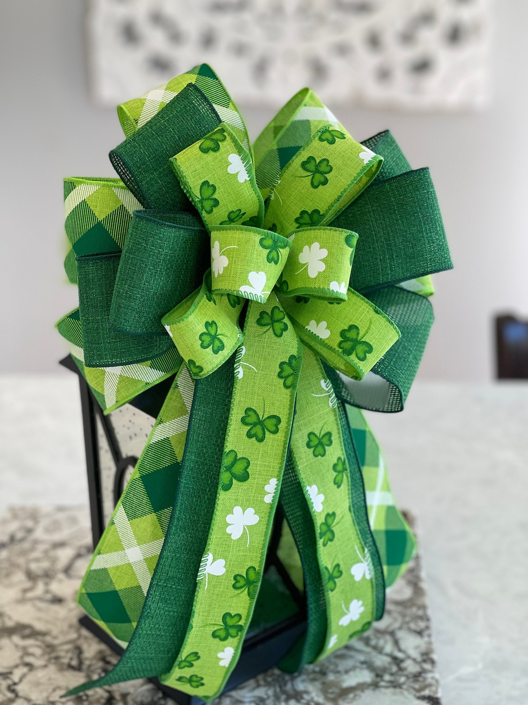 St Patrick’s Day Bow, Shamrock Bow, Burlap Bow, St Patrick’s Day ...