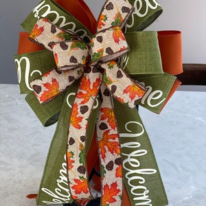 Fall Bows, Thanksgiving Bows, Acorn Maple Leaf Bow, Welcome Bow, Fall ...
