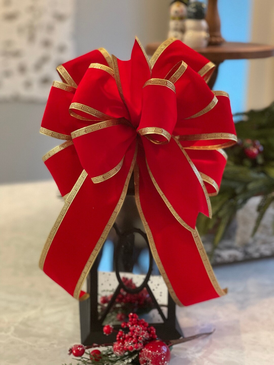 Christmas Bows, Red Velvet Christmas Bow, Christmas Decor, Christmas ...