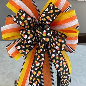 Halloween Bows, Wreath Bow, Candy Corn Bow, Spooky Decor, Halloween ...