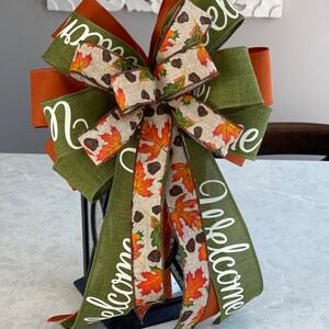 Fall Bows, Thanksgiving Bows, Acorn Maple Leaf Bow, Welcome Bow, Fall ...