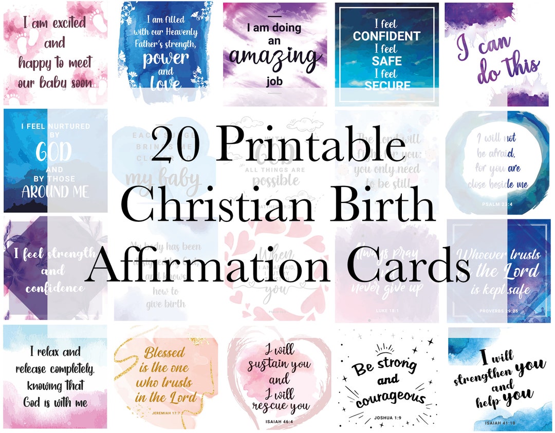 Set of 20 Christian Birth Affirmation Printable Cards, Instant Download ...