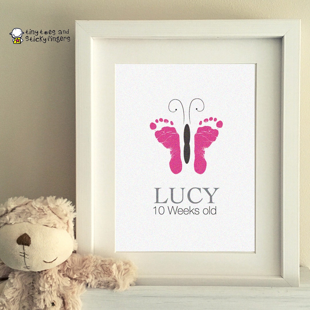 Personalised Baby Footprint Baby Shower Keepsake Gift, Original Nursery ...