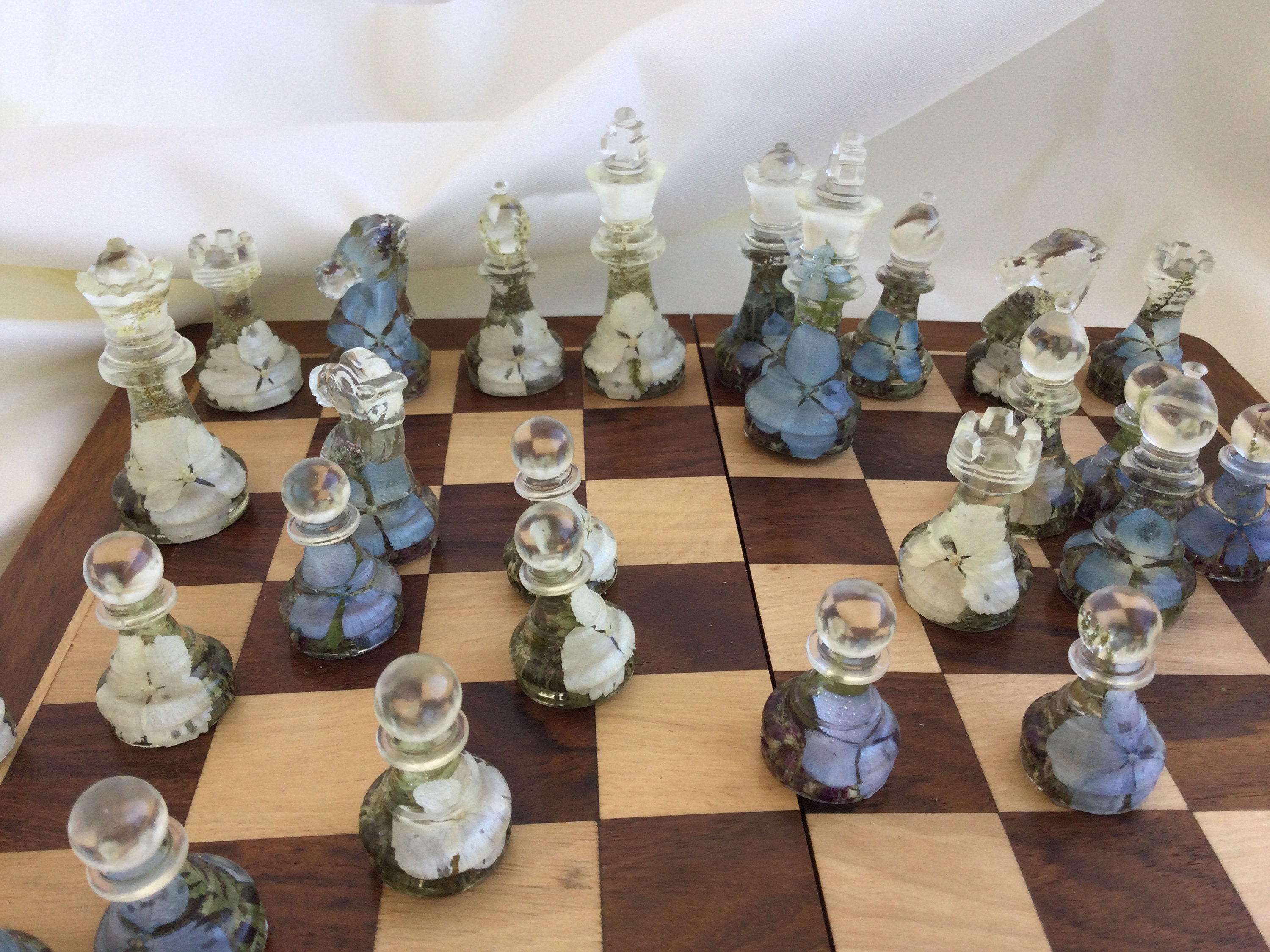 Resin Chess Set With Flowers: Custom Handmade Chess Pieces - Etsy
