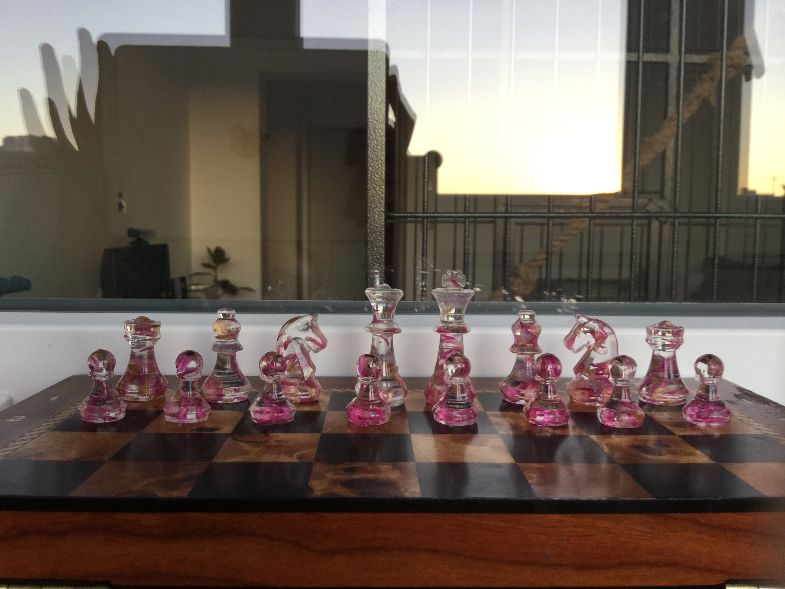 Standard Size Resin Chess Set With Flowers Nature Inspired - Etsy