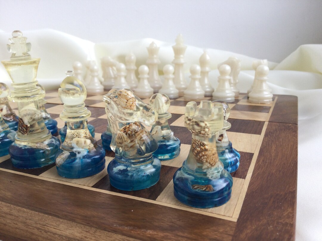 Standars Size Set and FREE Board, Custom Made - Ocean Inspired Chess ...