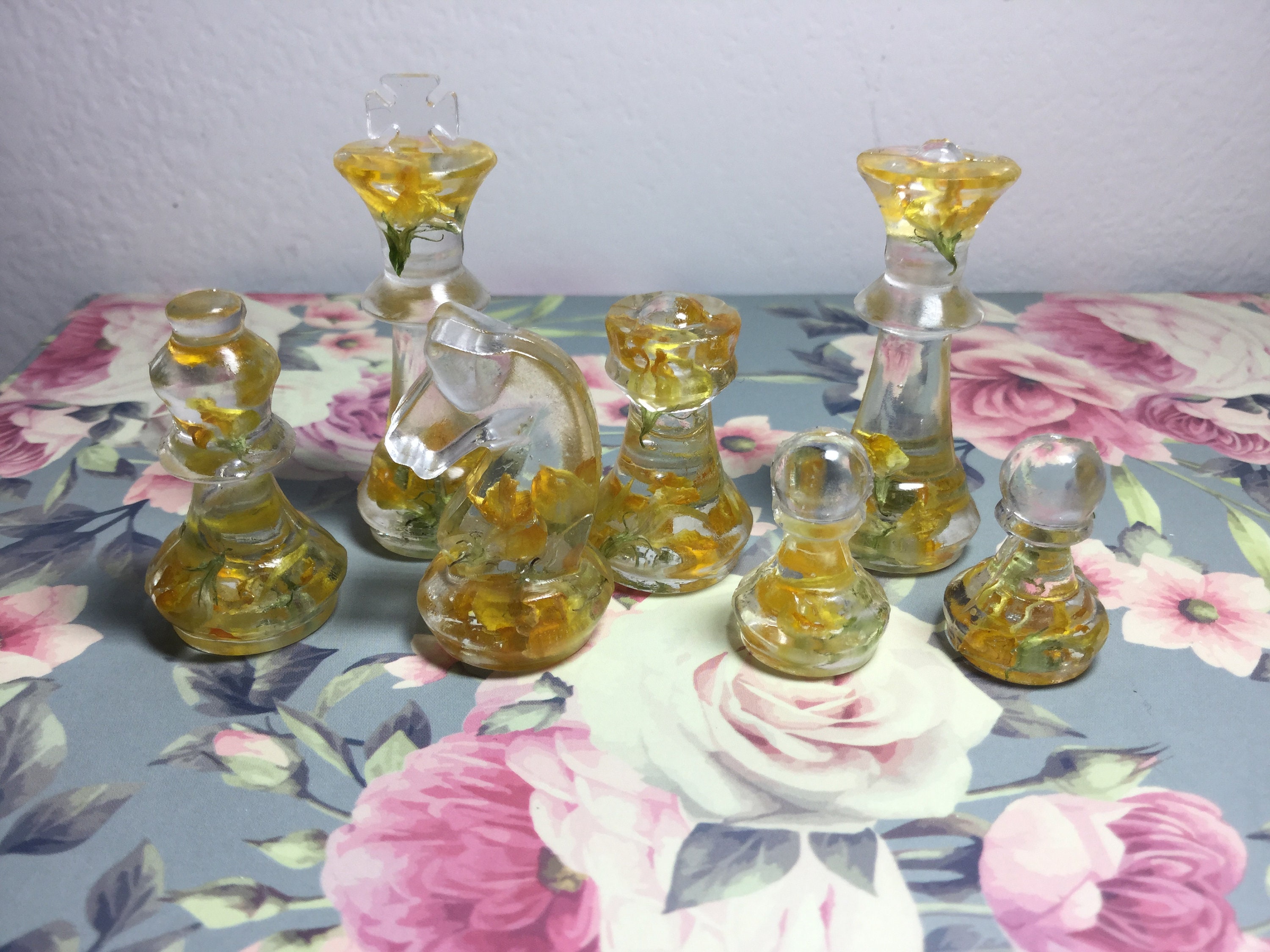 Standard size Resin Chess Set with Flowers Chess Pieces | Etsy