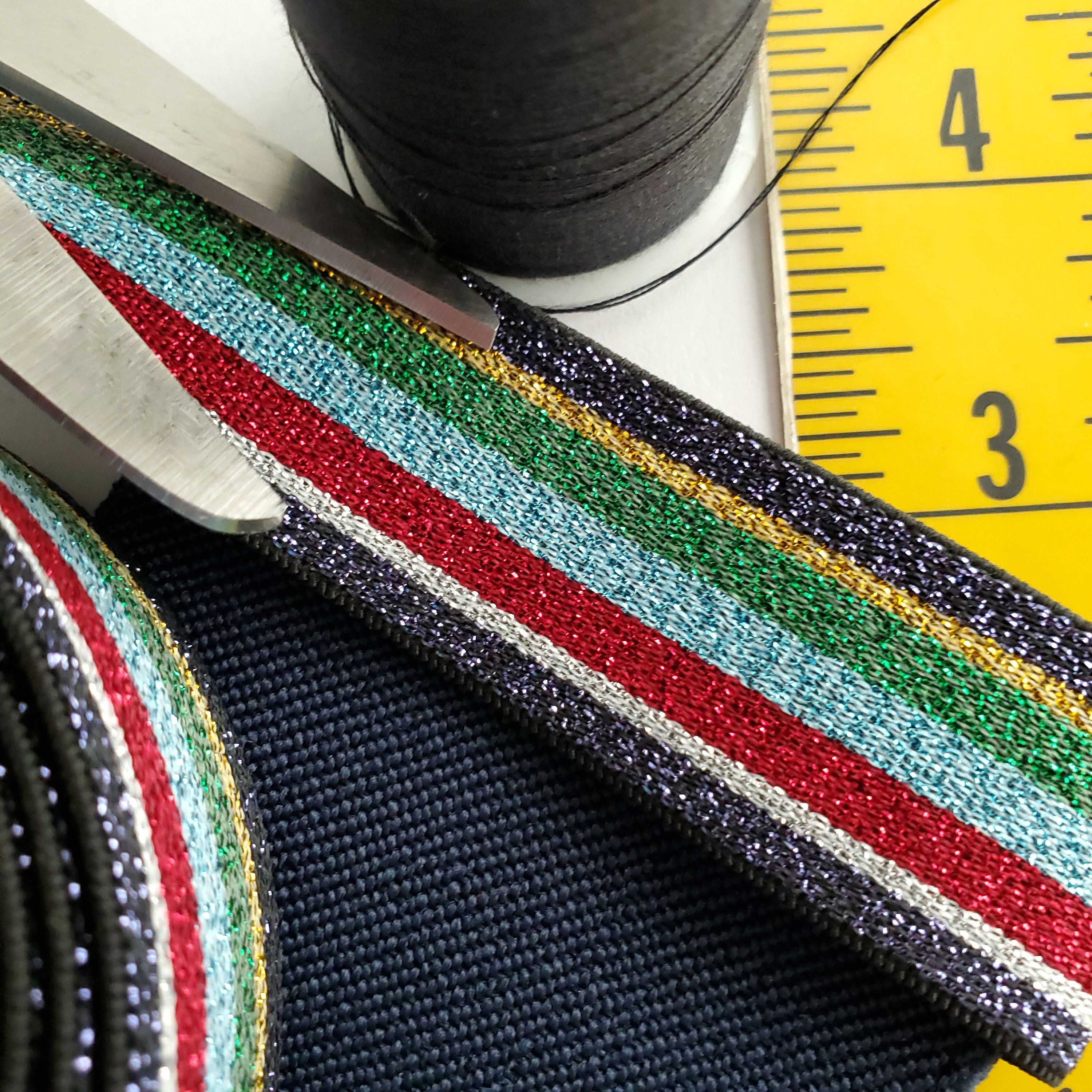 Elastic 1 inch 25mm Stripe Sparkle Rainbow Elastic Band | Etsy