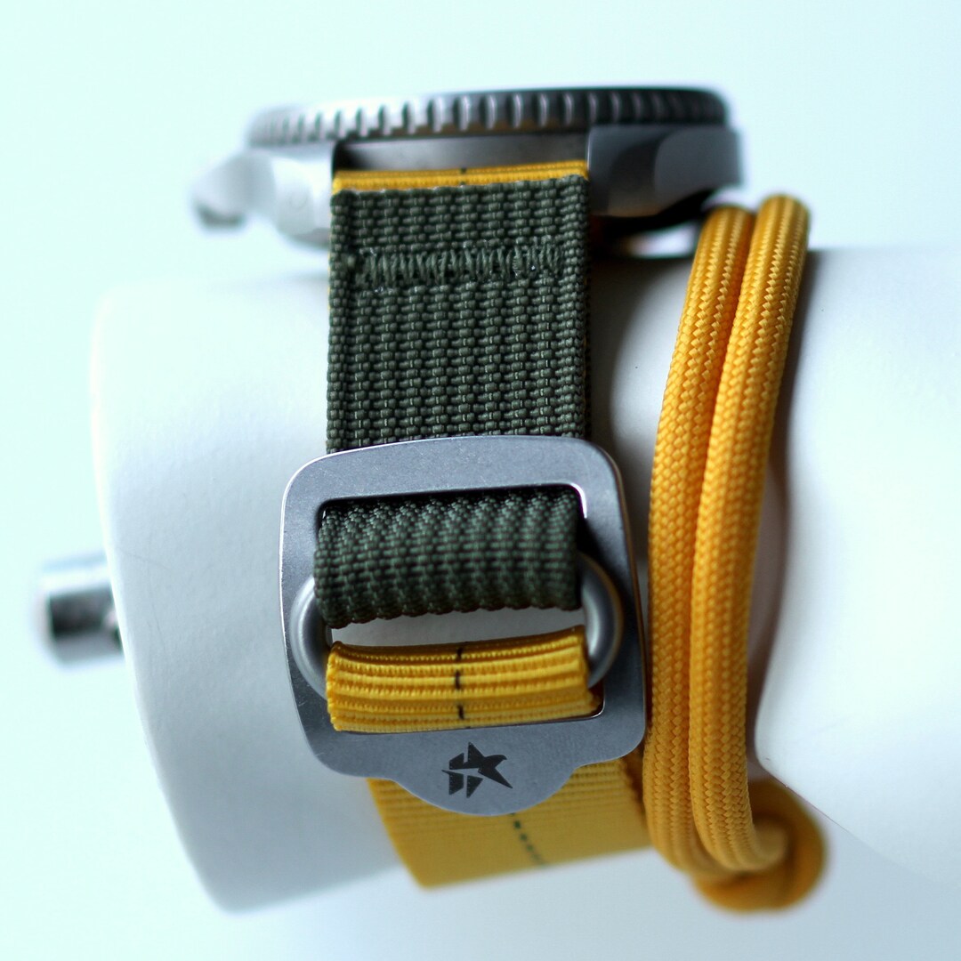 Hawkrigger Airborne O-rig Watch Strap Yellow/army Green - Etsy