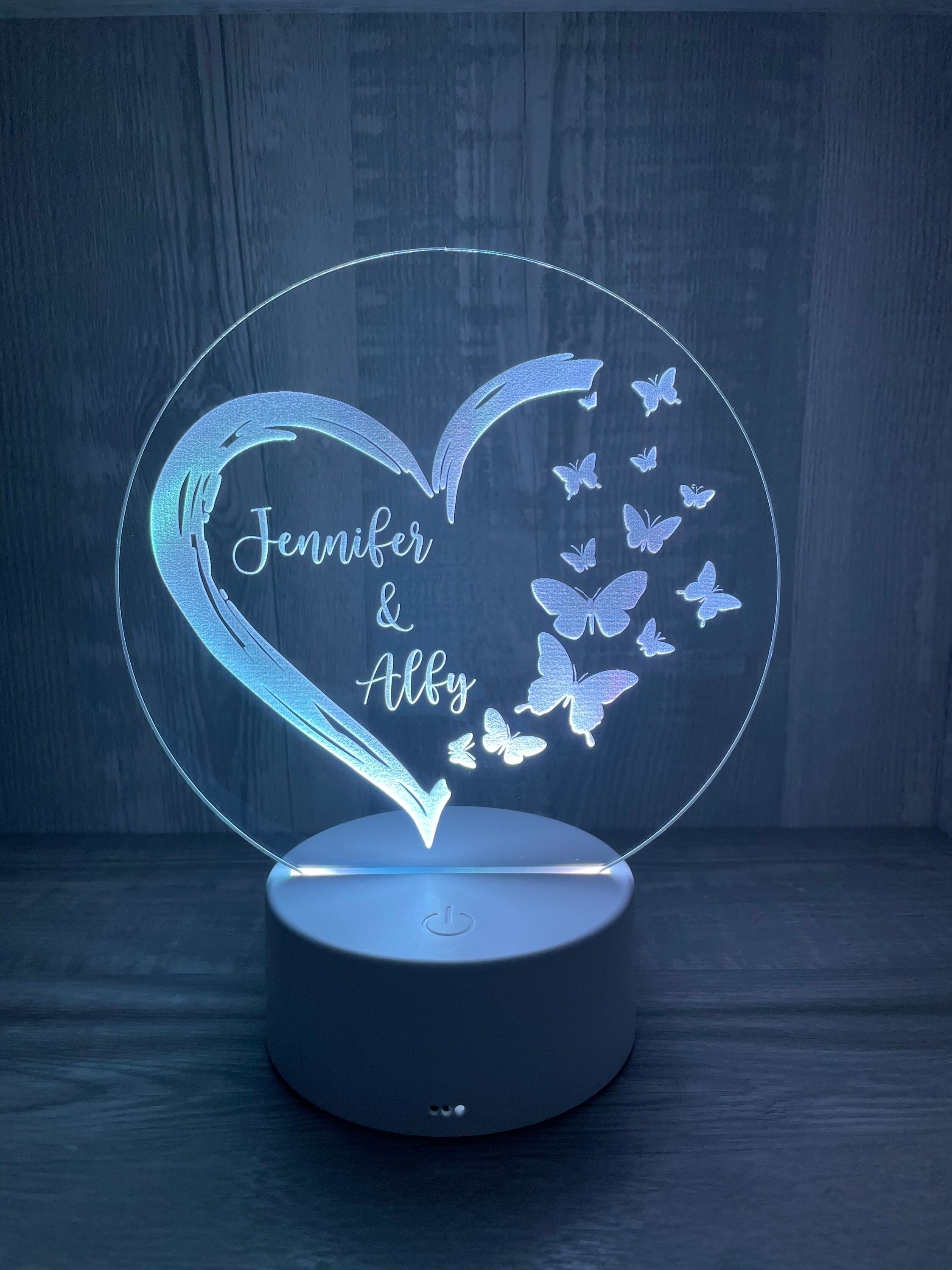 Heart and Butterflies LED Night Light - Etsy