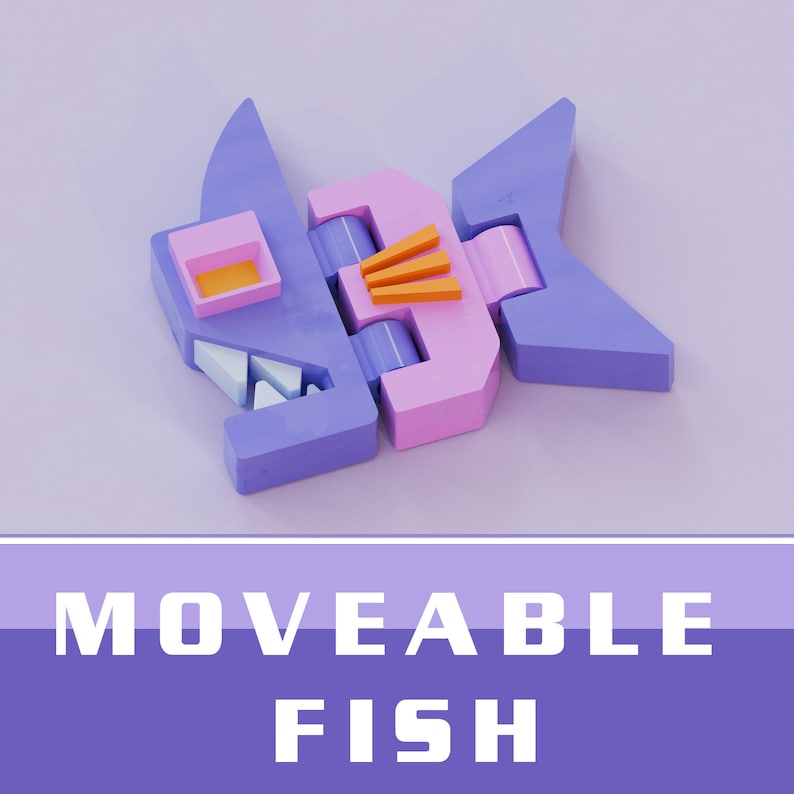 Moveable Fish for Keyspinner. 3D Piranha, Articulated Models for ...