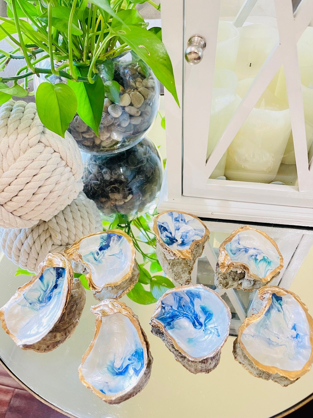 Hand Painted Oyster Shell, Oyster Shell Ring Dish, Oyster Art, Oyster ...