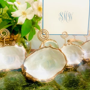 Oyster Shell Table Number Stand, Oyster Shell Place Card Holder,wedding ...