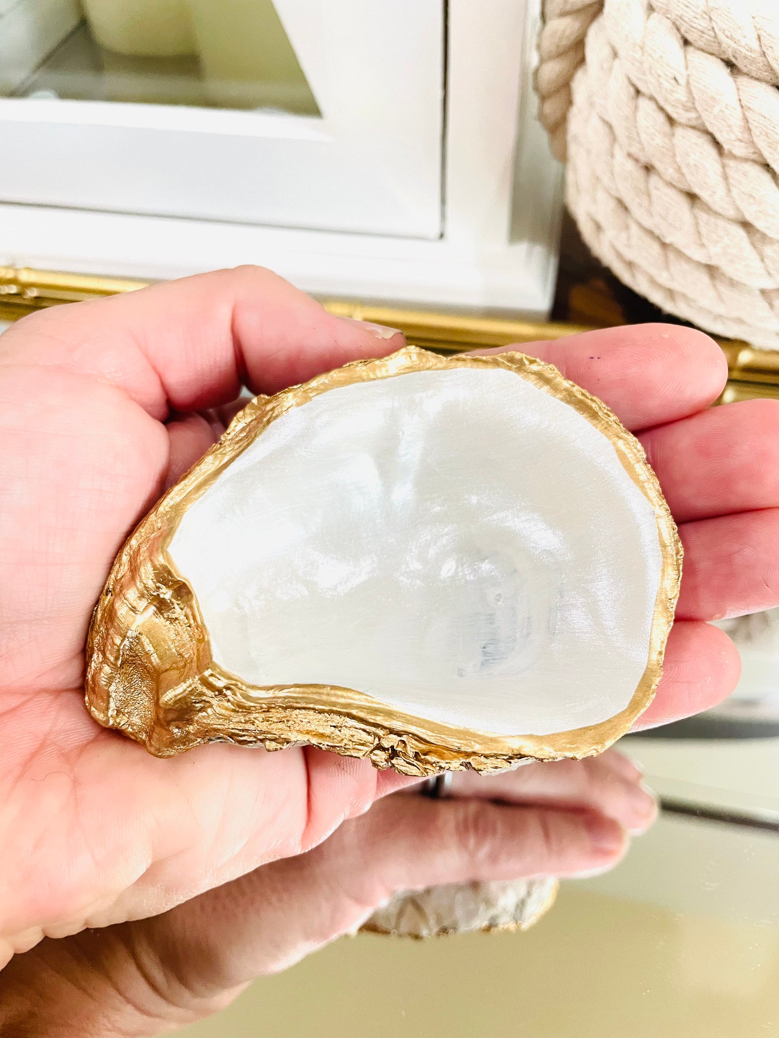 Gold Rim Oyster Shell Trinket Dish Ring Dish Oysters - Etsy