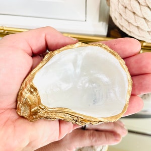 Gold Rim Oyster Shell, Trinket Dish, Ring Dish, Oysters, Oyster Shells ...