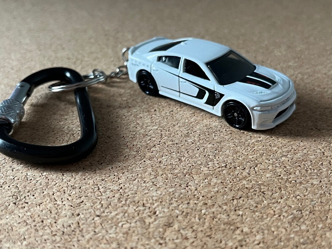Charger SRT White in Color Custom Made Keychain Out of a Hot Wheels Car ...