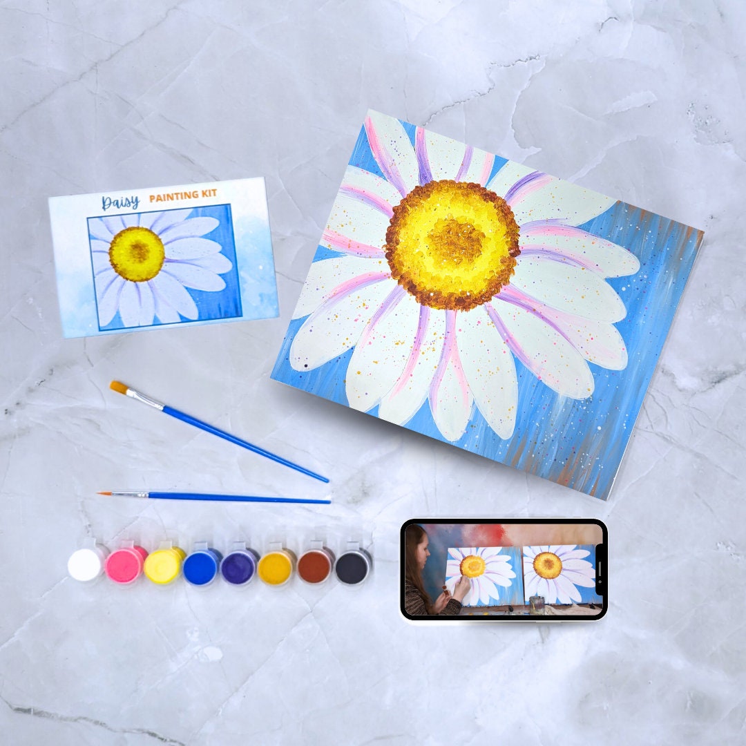Daisy Canvas Painting Kit + Video Tutorial, Painting Party Kit, DIY ...