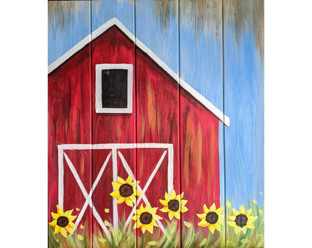 Rustic Barn Canvas Painting Kit Video Tutorial, FREE Palettes & Aprons ...