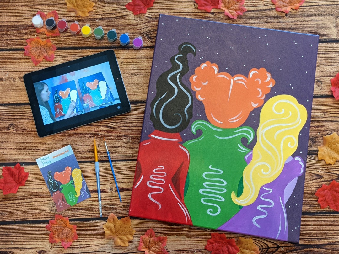 Hocus Pocus Canvas Painting Kit Video Tutorial, Painting Party Kit, DIY ...