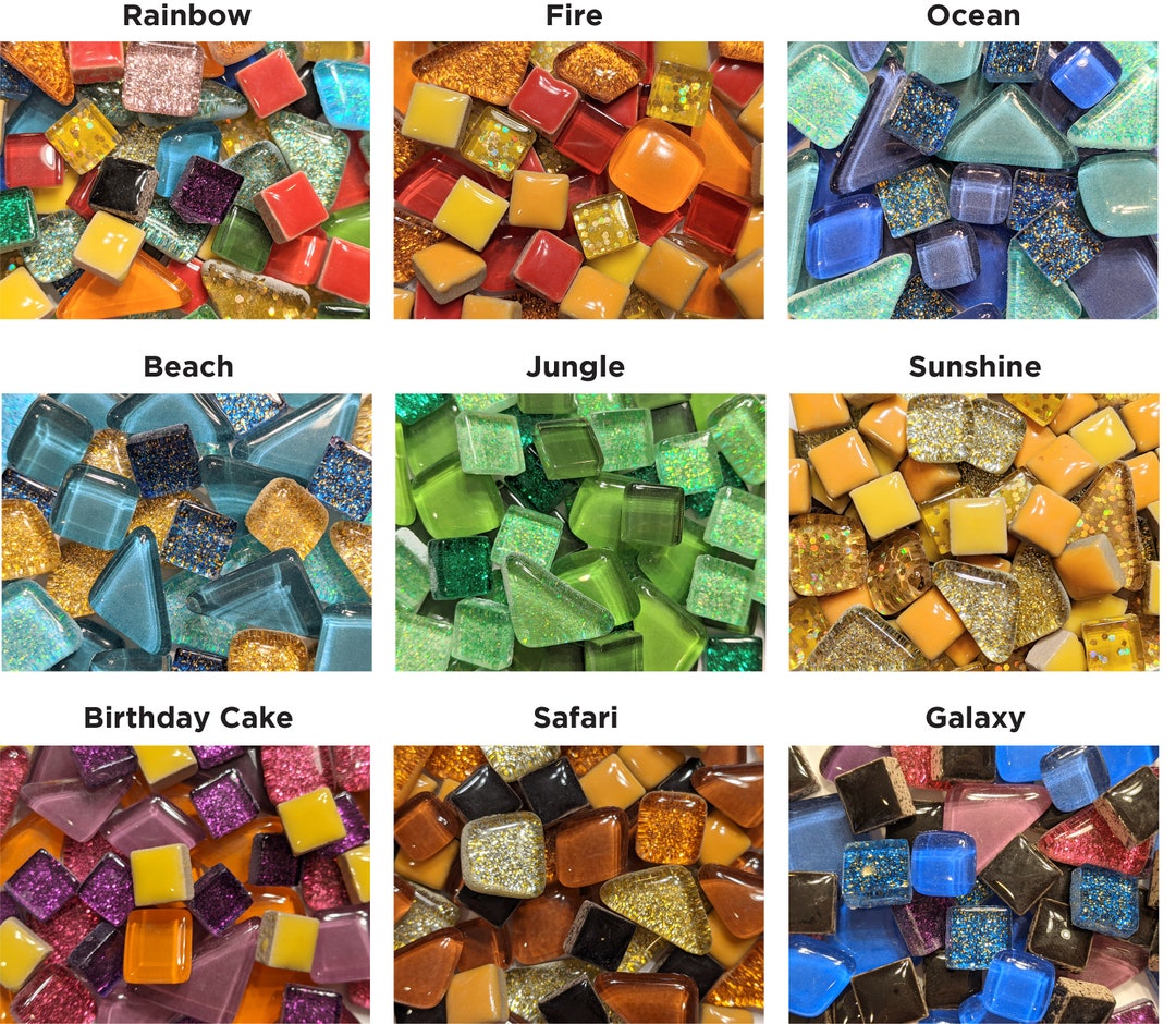 Assorted Mosaic Tiles by Color Scheme | 50 TILES | 1/5"- 3/5" (5-15mm ...