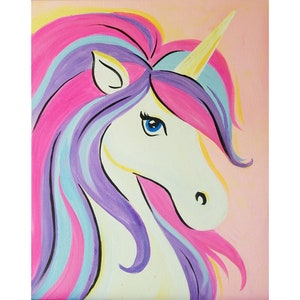 Unicorn Canvas Painting Kit Video Tutorial, Painting Party Kit, DIY ...