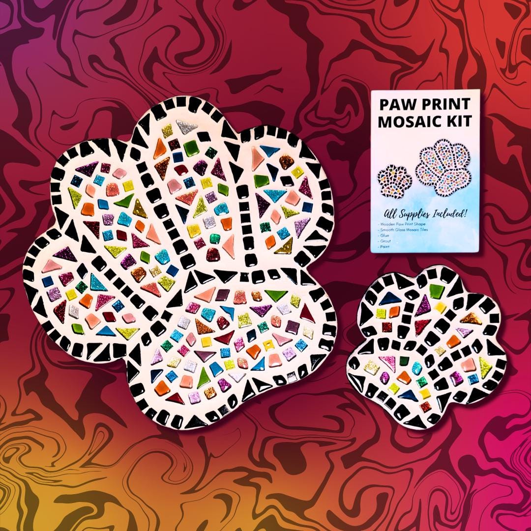 Paw Print Mosaic Kit, Craft Kit, DIY Kit for Adults, Craft Kit for Kids ...