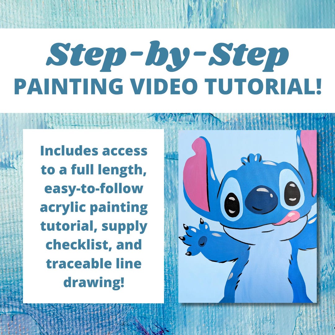 Stitch Acrylic Painting Video Tutorial - DIY Paint Party (digital ...