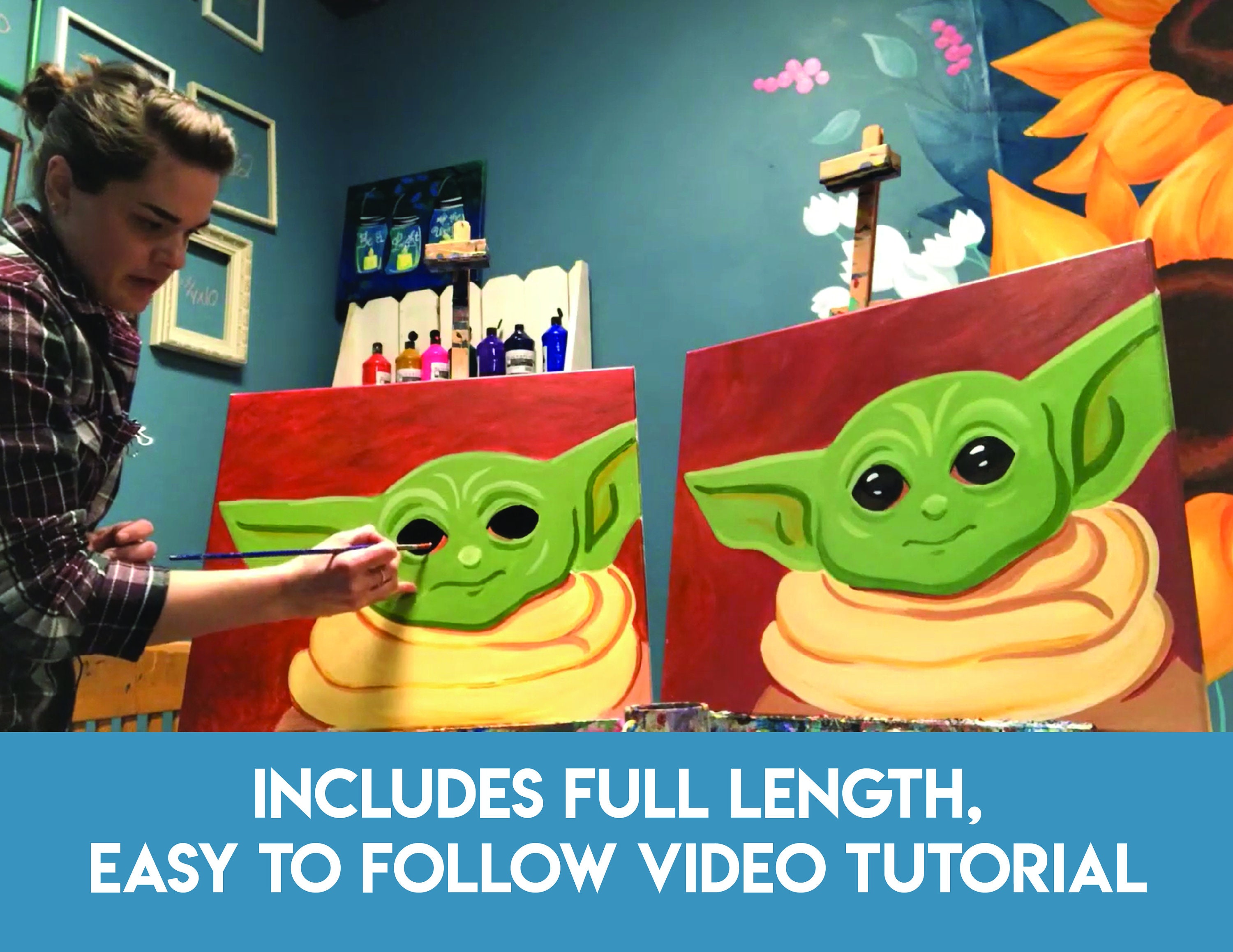 Baby Yoda Canvas Painting Kit + Video Tutorial, Grogu, Painting Party ...