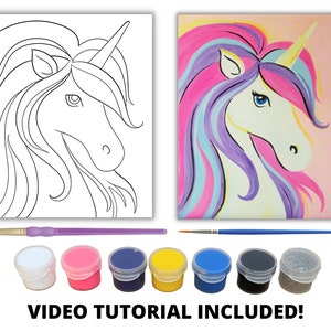 Unicorn Canvas Painting Kit + Video Tutorial, Painting Party Kit, DIY ...