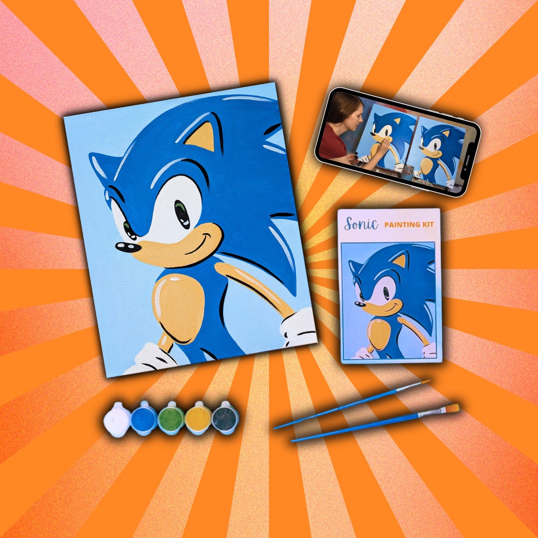 Sonic Canvas Painting Kit + Video Tutorial, Birthday Party, Painting ...