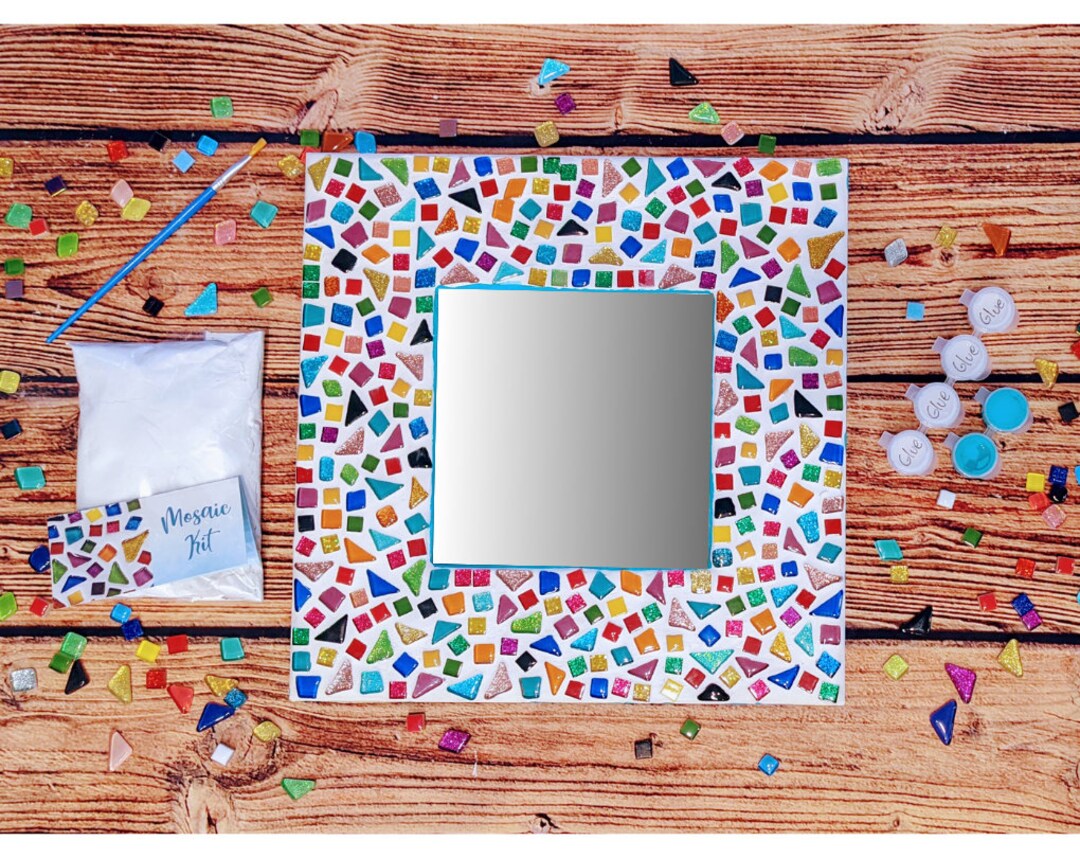 12 Square Mosaic Mirror Kit, Craft Kit, DIY Kit for Adults, Craft Kit ...