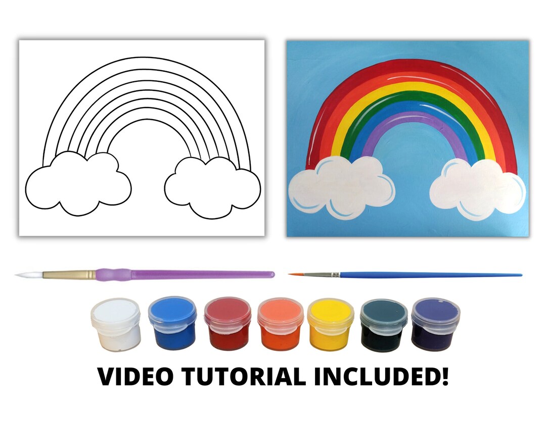 Rainbow Canvas Painting Kit Video Tutorial, FREE Palettes & Aprons With ...