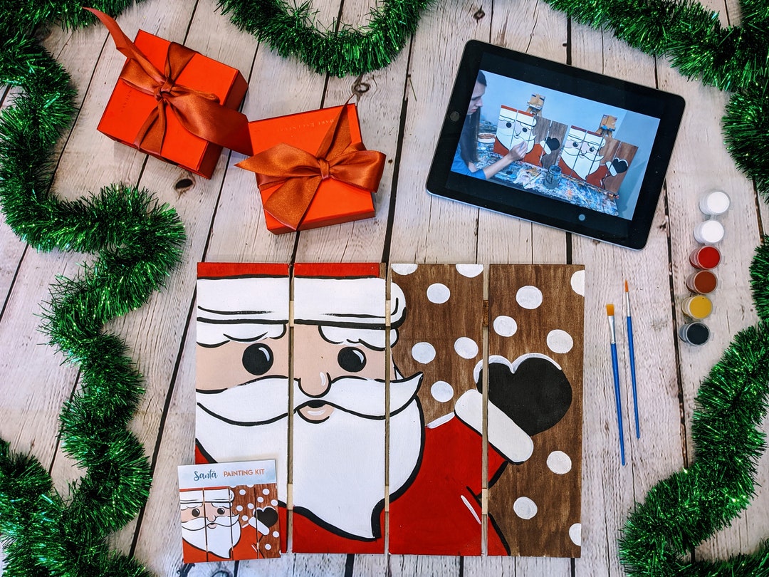 Santa Canvas Painting Kit Video Tutorial, FREE Palettes & Aprons With ...