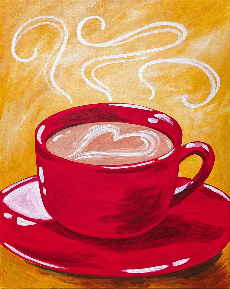 Coffee Cup Painting Video Tutorial - Step-by-step Painting - DYI Paint ...