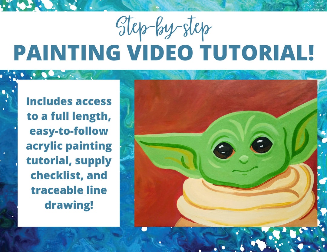 Baby Yoda Painting Video Tutorial Step-by-step Painting DYI Paint Party ...